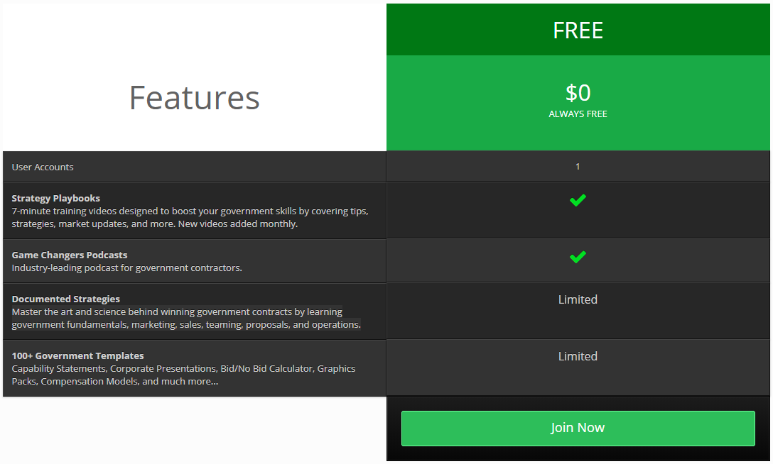 Large Free FA Table – Federal Access Program